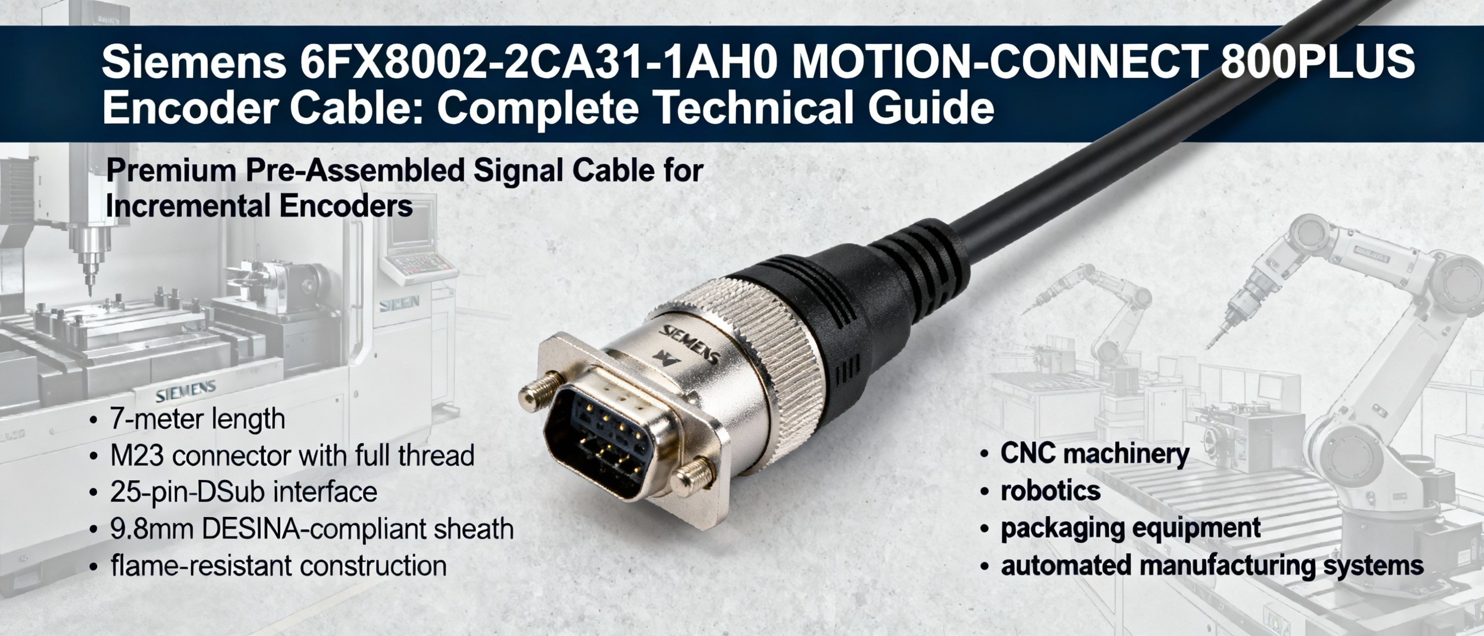 Siemens 6FX8002-2CA31-1AH0 MOTION-CONNECT 800PLUS Encoder Cable: Compl