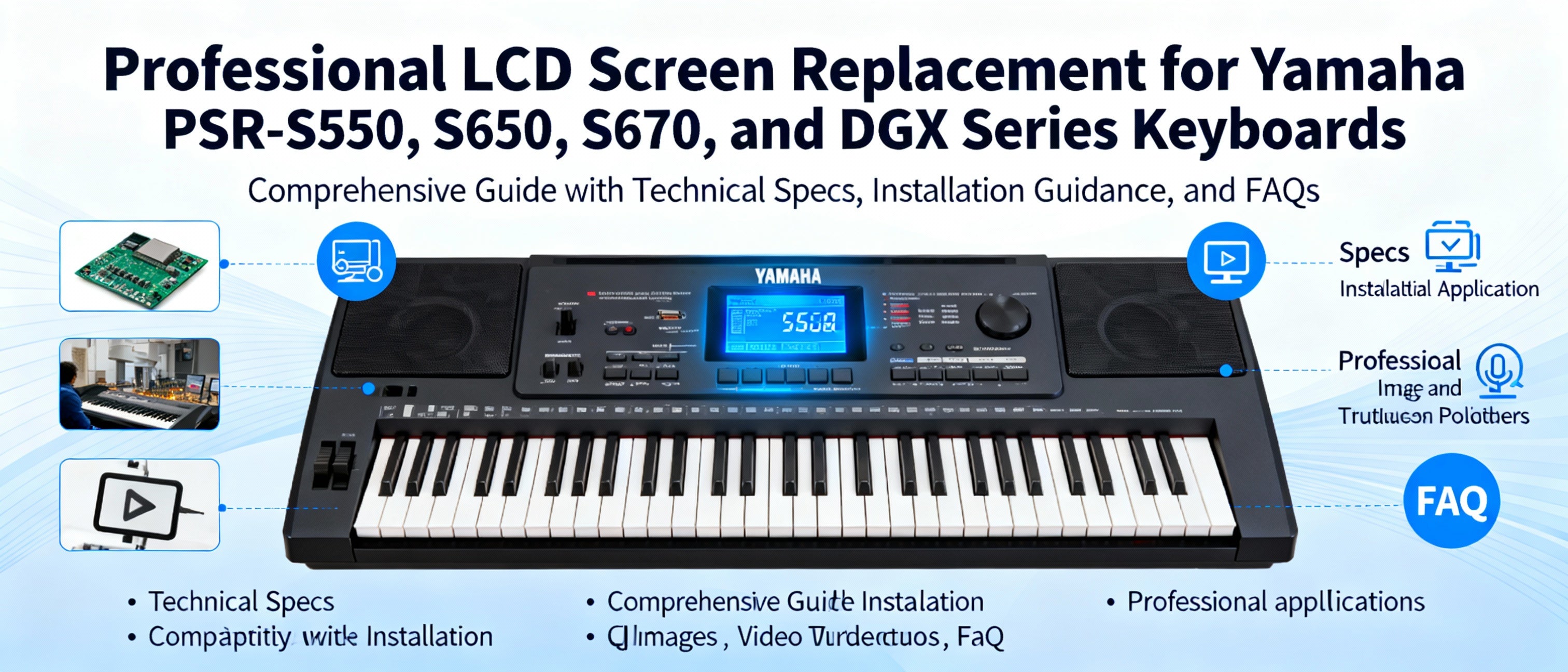 Professional LCD Screen Replacement for Yamaha PSR-S550, S650, S670, a