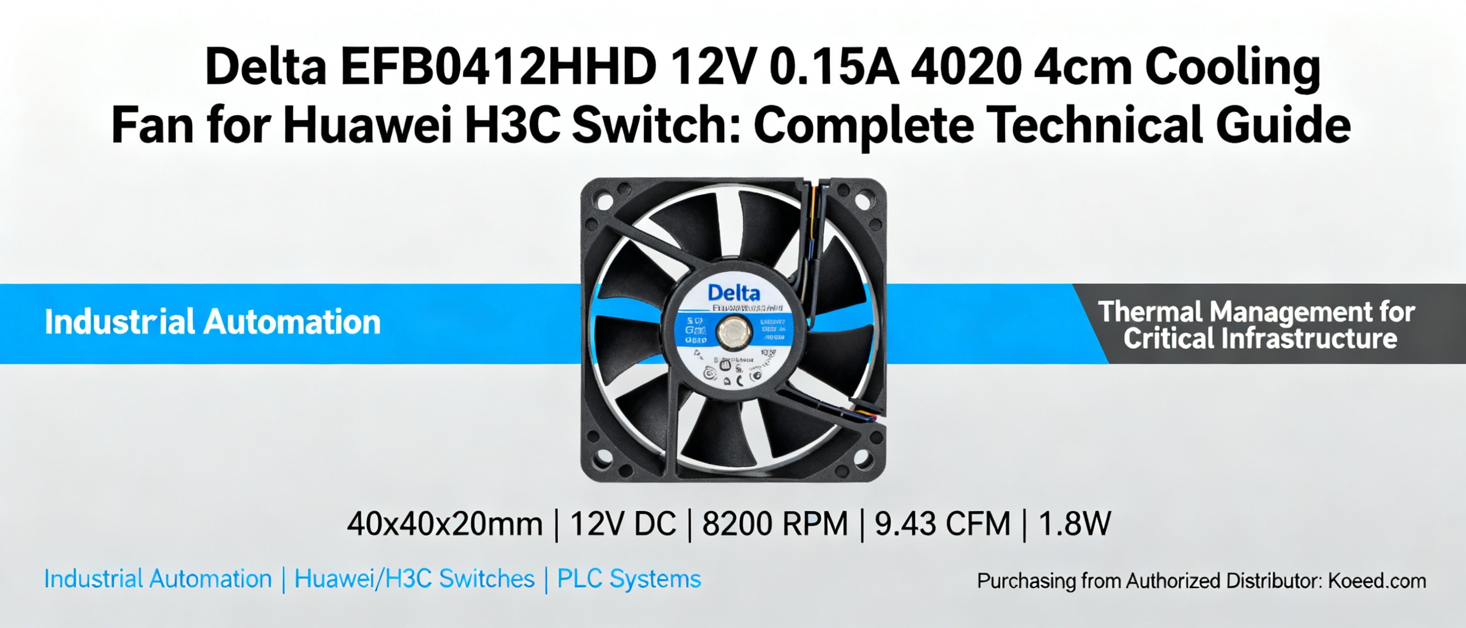 Delta EFB0412HHD 12V 0.15A 4020 4cm Cooling Fan for Huawei H3C Switch: