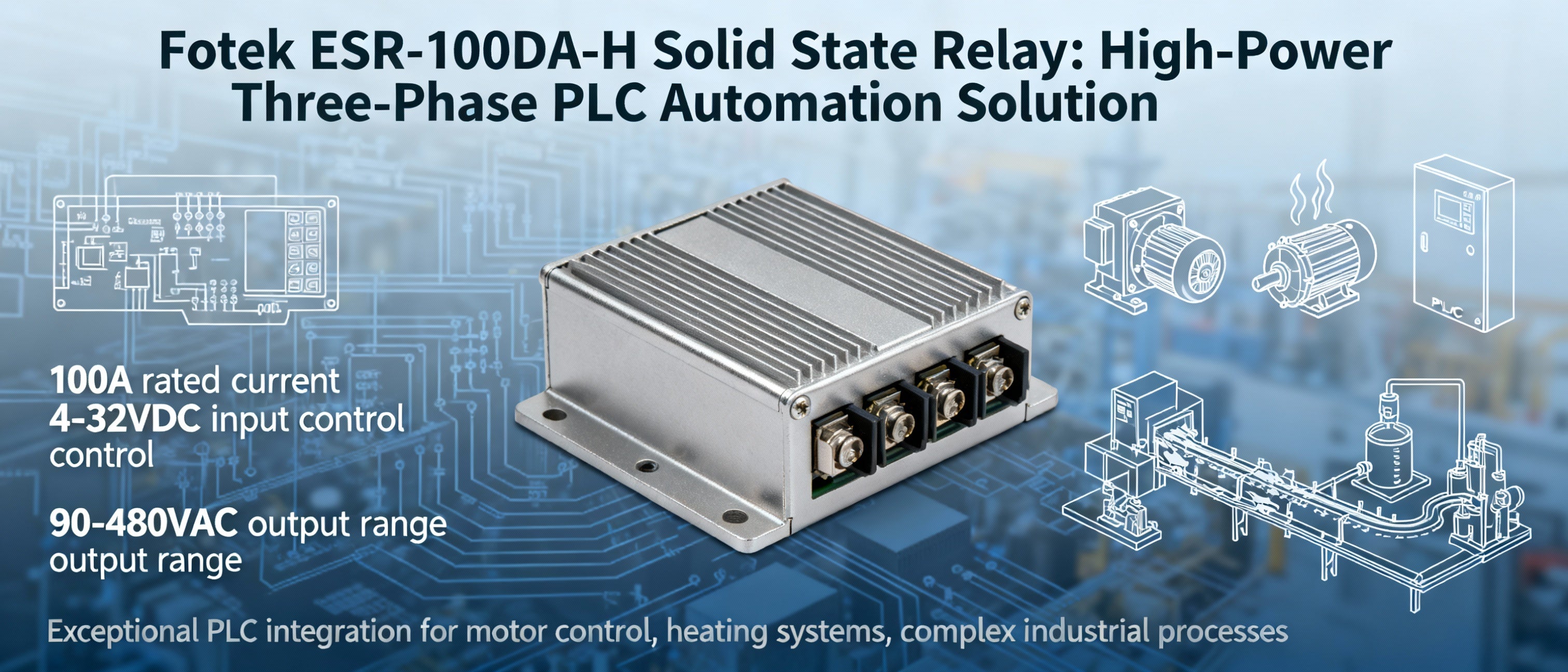 Fotek ESR-100DA-H Solid State Relay: High-Power Three-Phase PLC Automa