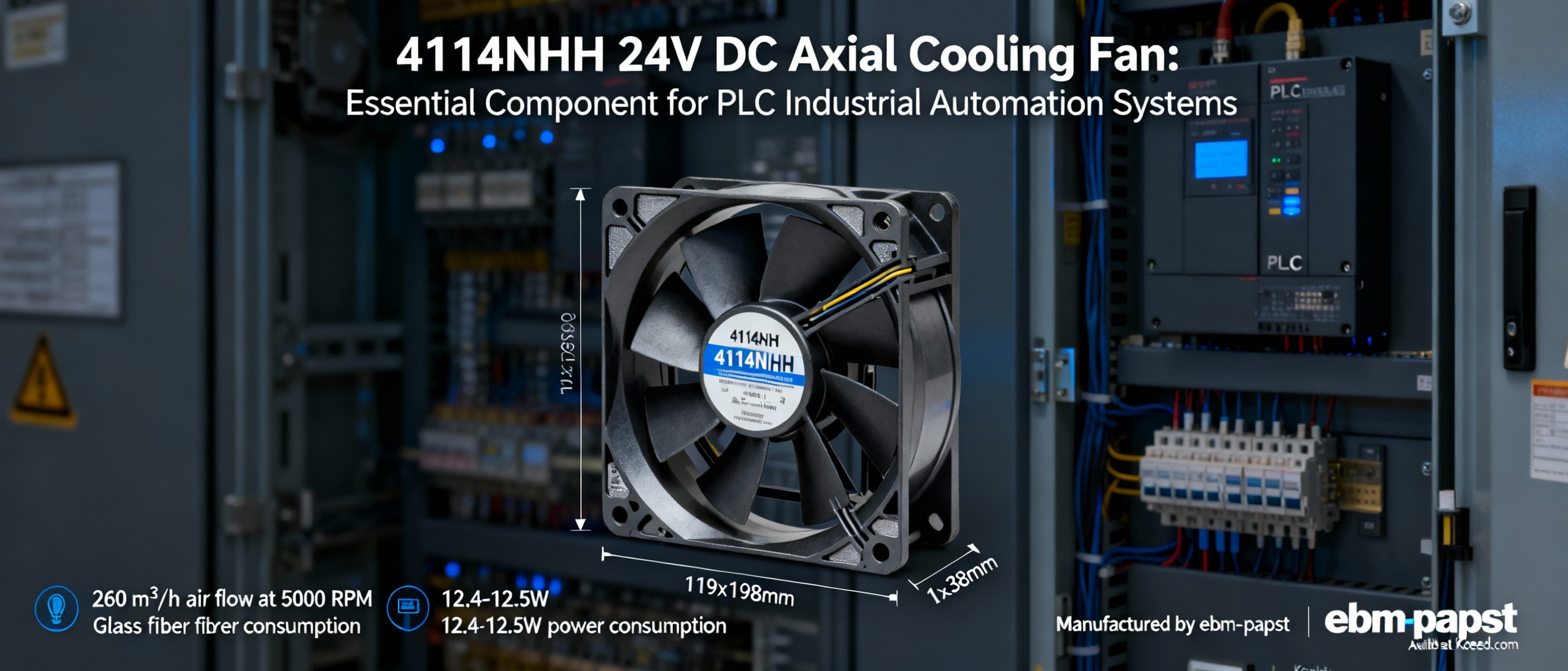 4114NHH 24V DC Axial Cooling Fan: Essential Component for PLC Industri
