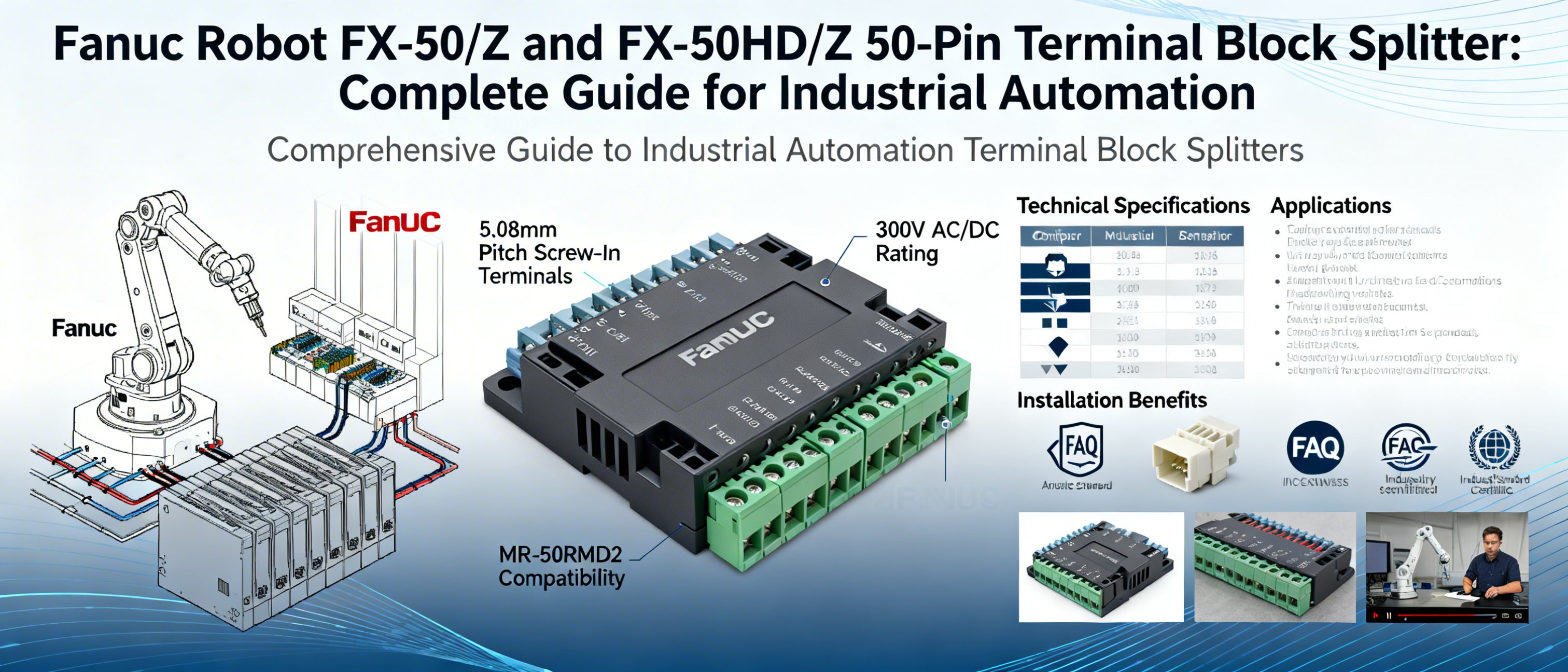 Fanuc Robot FX-50/Z and FX-50HD/Z 50-Pin Terminal Block Splitter: Comp