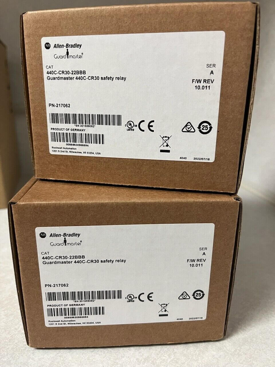 2022 allen bradley 440c-cr30-22bbb guardmaster safety relay 22 pt plc